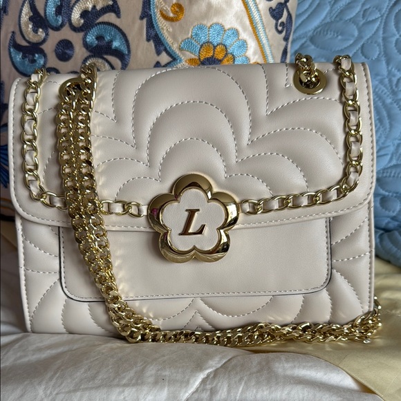 Bags | Elegant Cream Designer Chain Bag | Poshmark